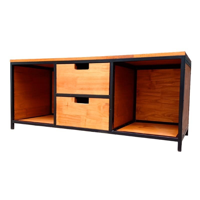 Rack Modelo Industrial C/ Duas Gavetas e Dois Nichos - Metalon em Preto ...