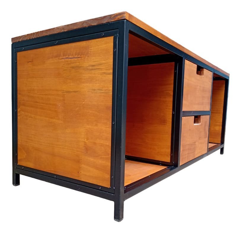 Rack Modelo Industrial C/ Duas Gavetas e Dois Nichos - Metalon em Preto ...