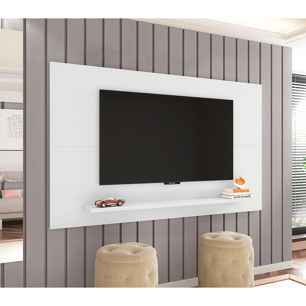 Painel para Tv Elegant Clean Branco com Prateleira Inferior ...