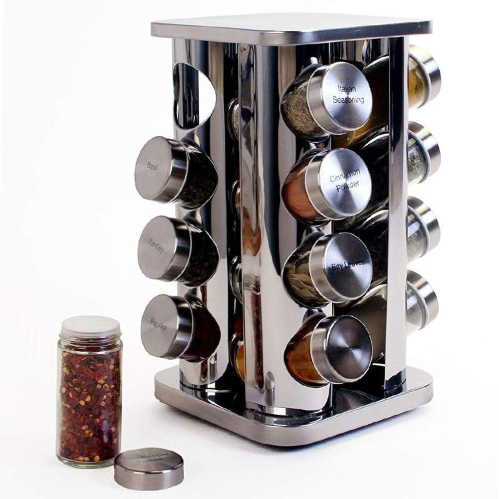 SUPORTE PORTA CONDIMENTOS TEMPEROS EM INOX PARA COZINHA BASE GIRATORIA ...