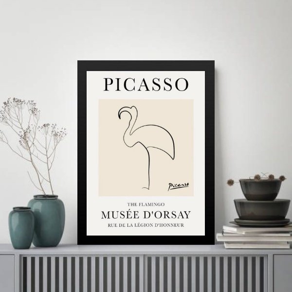 Quadro Arte Picasso - Flamingo 45x34cm - com Vidro:moldura Branca ...