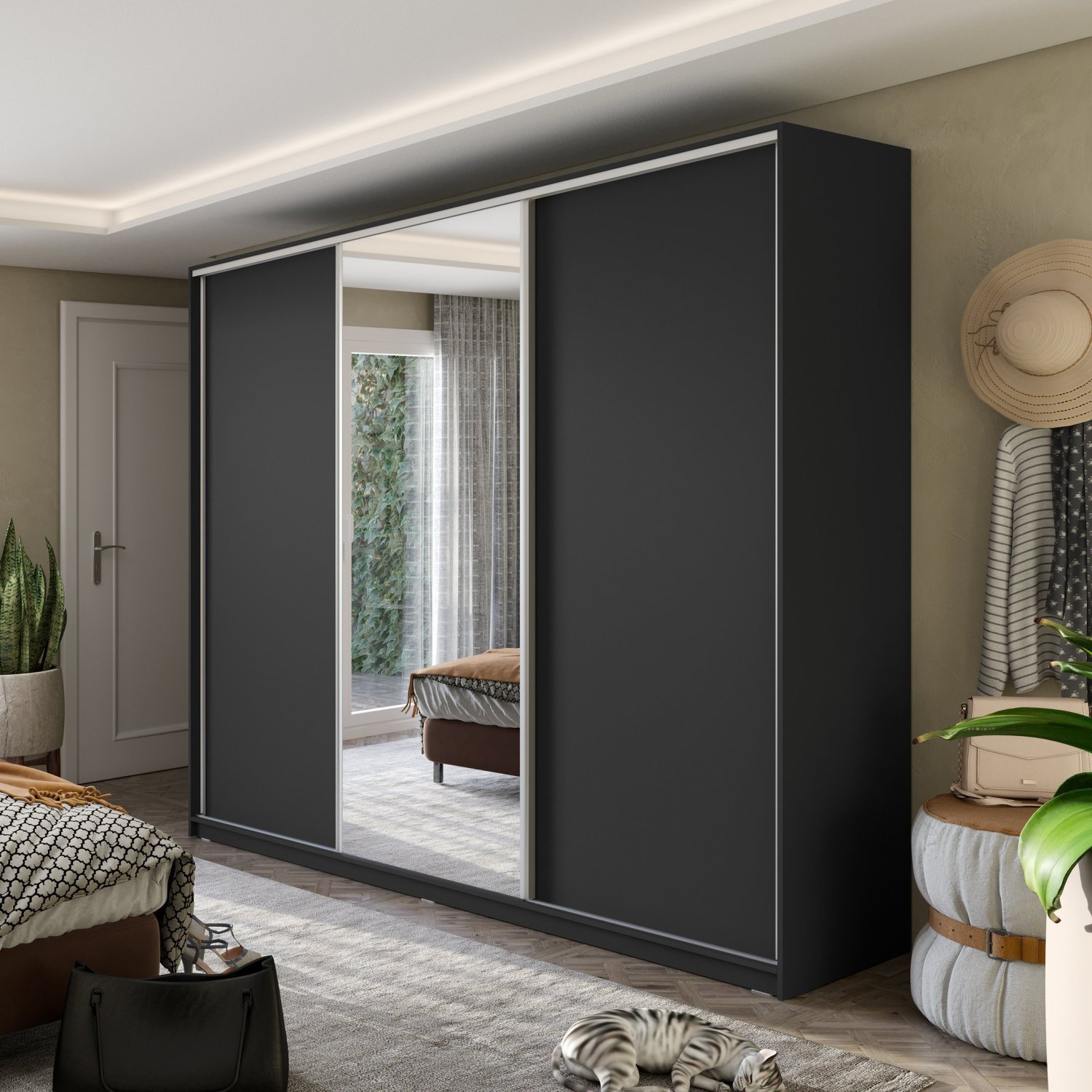 Guarda Roupa 3 Portas de Correr com Espelho Terrazo MDF Espresso Moveis ...