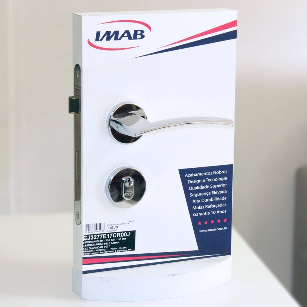 Fechadura Cromada Zamak Logus Redondo Imab 55mm Externa | MadeiraMadeira