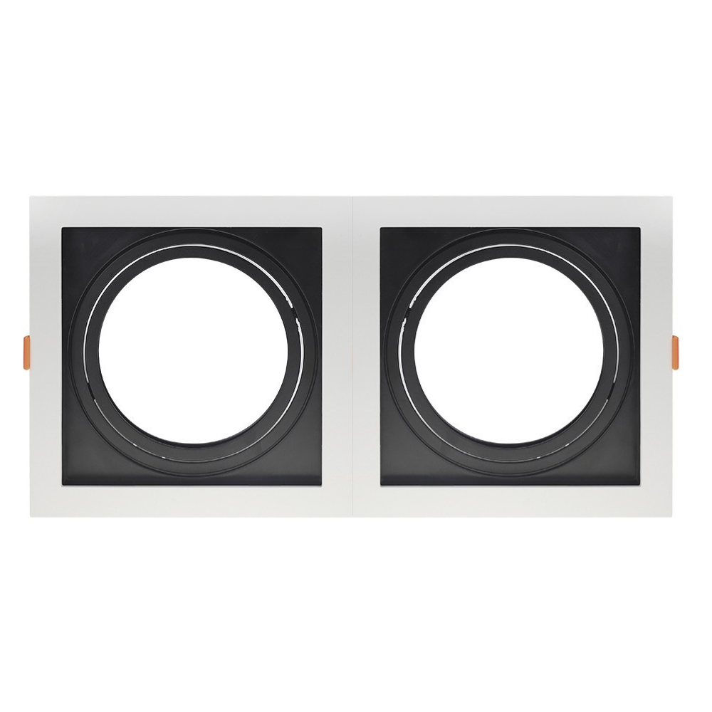 Spot de Embutir Quadrado Recuado Duplo Ar111 Direcionável Branco com Preto | MadeiraMadeira