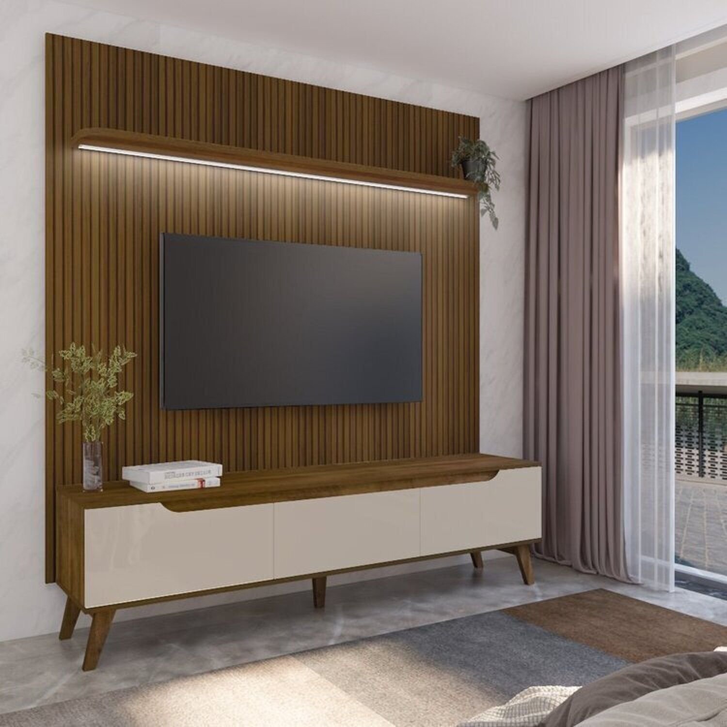 Rack com Painel MDF 185,5cmx183cm Conjunto Sala de Estar e Liverpool ...