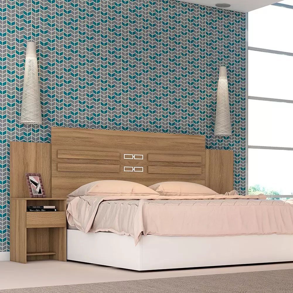 Cabeceira Casal com 2 Mesas de Apoio 2 Gavetas 216cm Triunfo - Demóbile Demobile | MadeiraMadeira