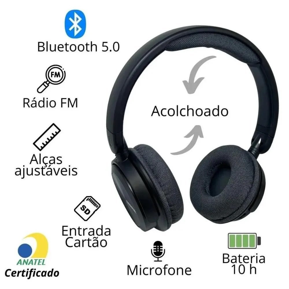 Fone de Ouvido Kimaster K9 Headfone Cartão Memória SD Rádio FM Entrada ...
