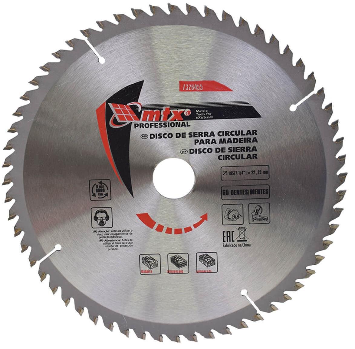 Disco Serra Circular 60 Dentes 7326455 Mtx 185mm | MadeiraMadeira