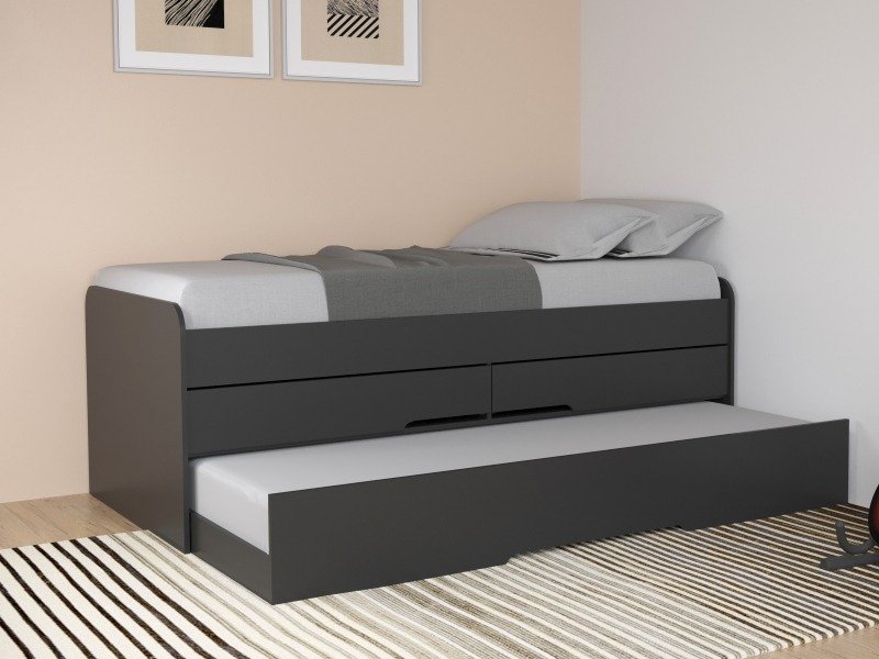 Cama Bicama Solteiro Virgínia com Cama Auxiliar e 2 gavetas - Branca Robel Móveis Cama Bibox ...