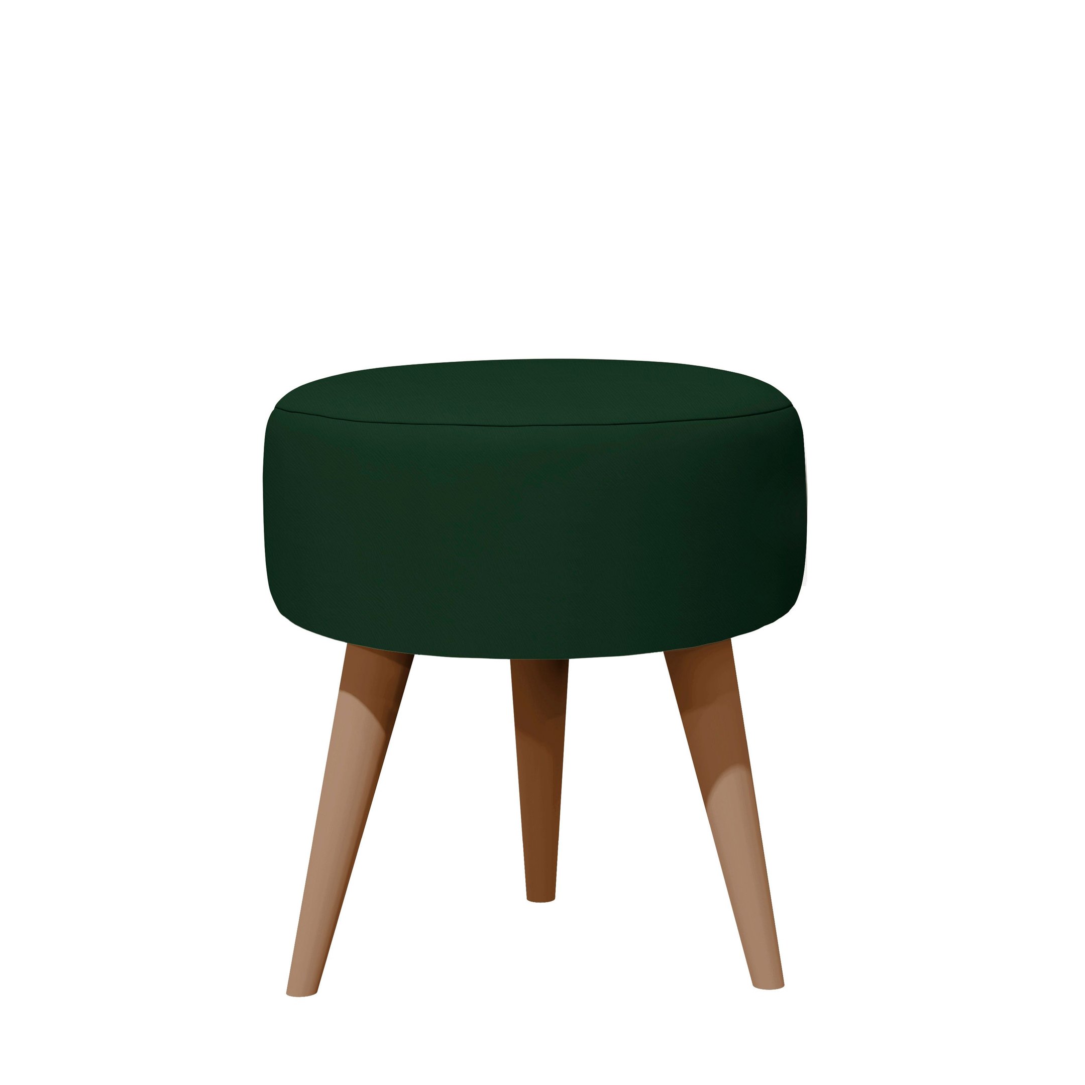 Banqueta Redonda Estofada Suede Verde Musgo Puff com Pé Palito ...