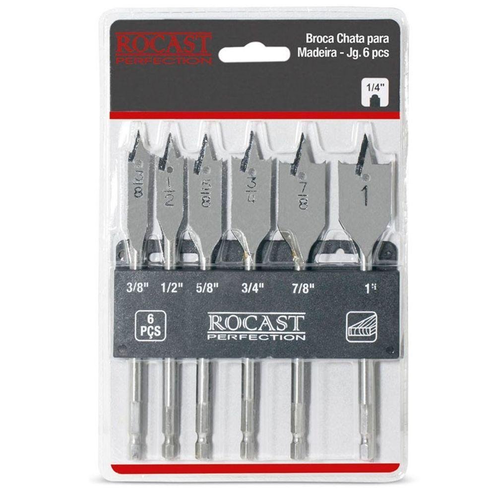 Jogo de Brocas Chatas para Madeira - 3/8 X 1 Pol - Quantidade 6 Peças ...