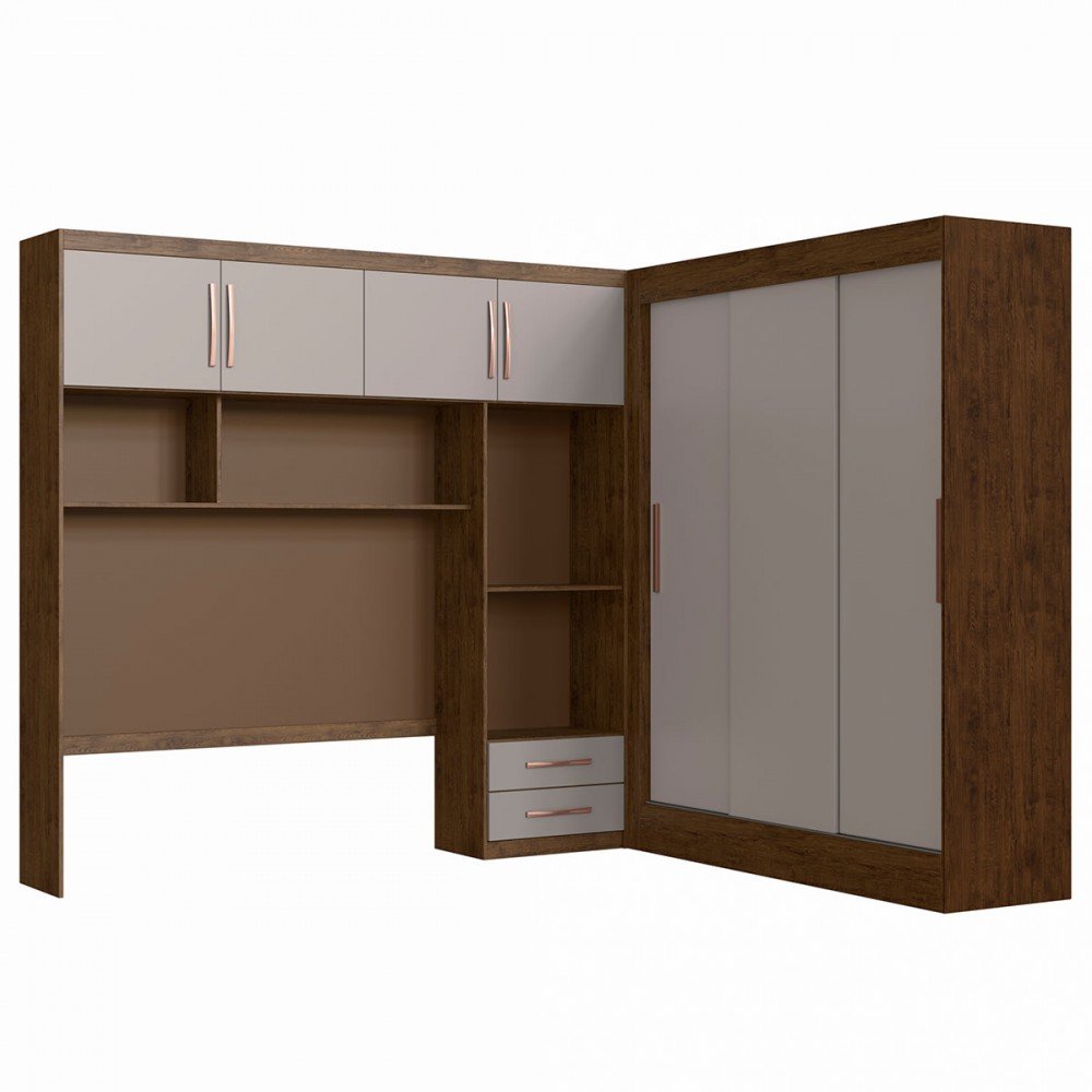 Guarda-Roupa Casal Modulado Munique 7 Portas 4 Gavetas Coffee/Fumê ...