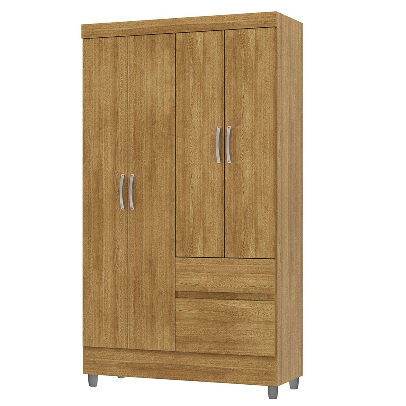 Guarda Roupa Solteiro 103cm 4 Portas Mayra Nature V02 - Mpozenato | MadeiraMadeira