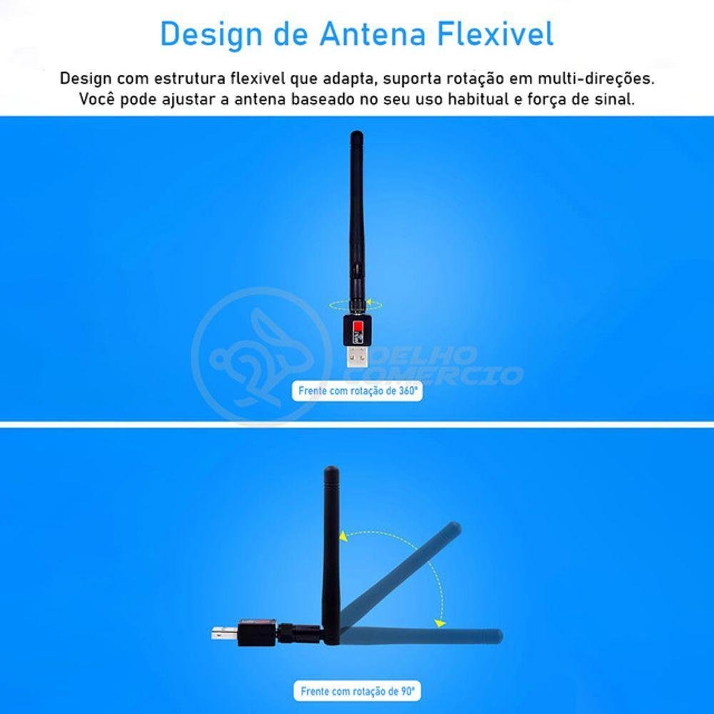 Antena Usb 2.0 Receptor de Wifi Wireless 1200mbps | MadeiraMadeira