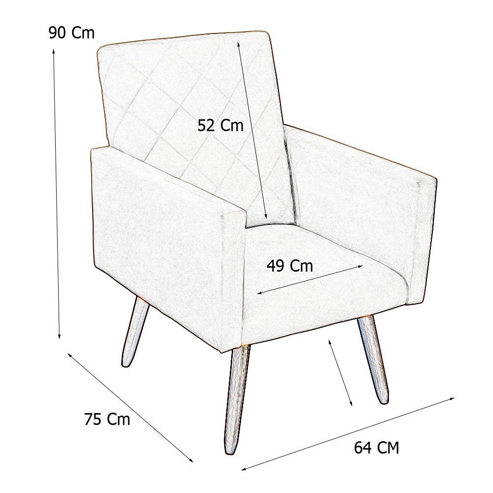 Poltrona Decorativa Nina Suede Cinza - MV Estofados Shop | MadeiraMadeira