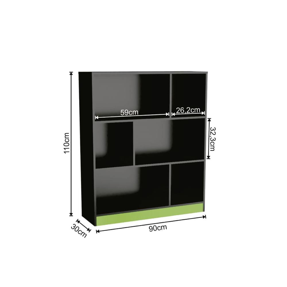 Estante Gamer com 6 Nichos B25 - Preto/Verde | MadeiraMadeira
