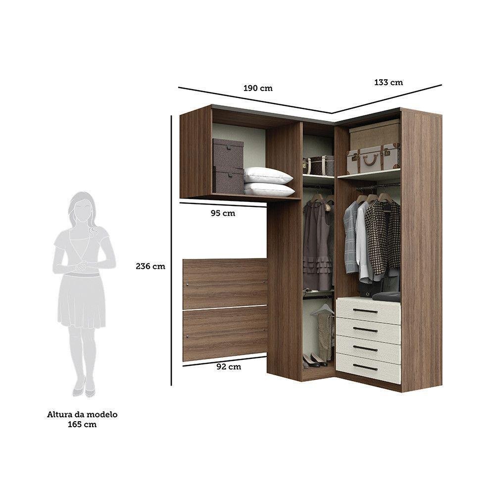 Guarda Roupa De Canto Solteiro 4 Gavetas Vanilla C/ Linho Co ...