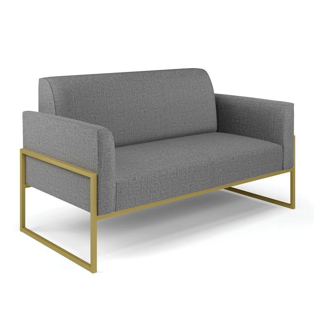 Sofá Namoradeira Base Industrial Alta Dourado Marisa Linho Grafite A26 ...