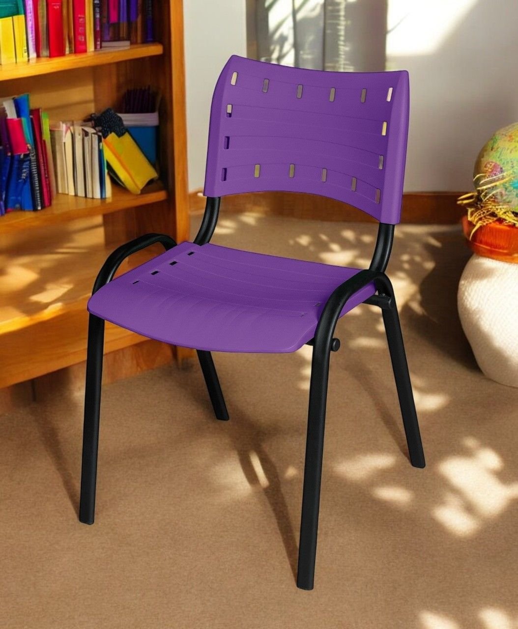 Cadeira Iso Base Preto Igreja, Escola, Escritório - Violeta Kit 6 Peças ...