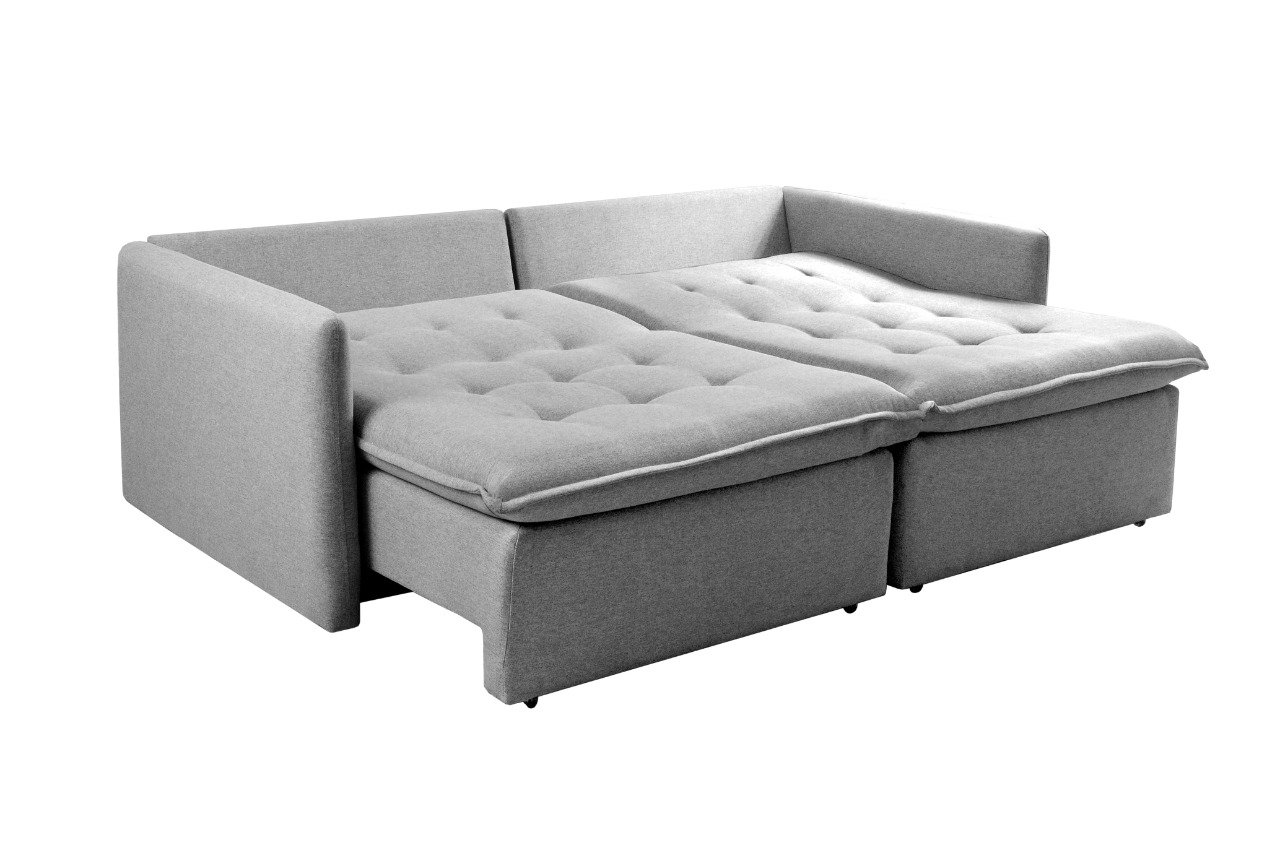 Sofá Retrátil Cama Califórnia Para Sala - Linho cinza claro 101 ...