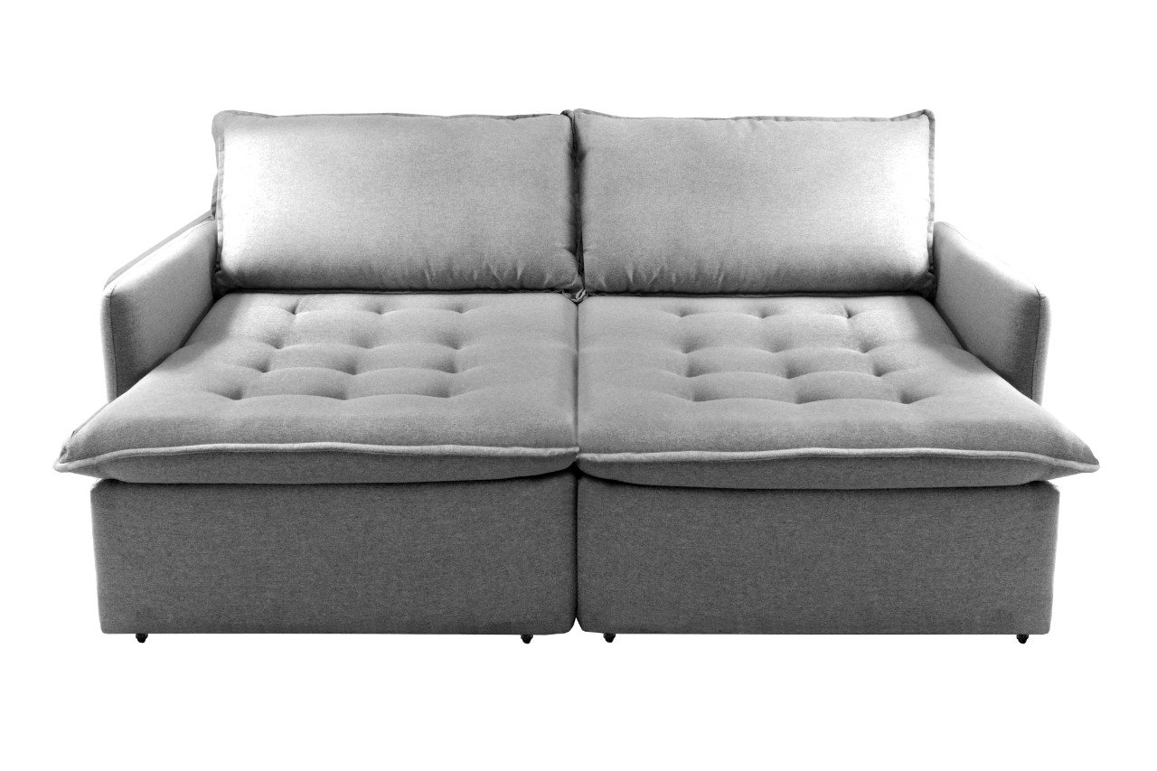 Sofá Retrátil Cama Califórnia Para Sala - Linho cinza claro 101 ...