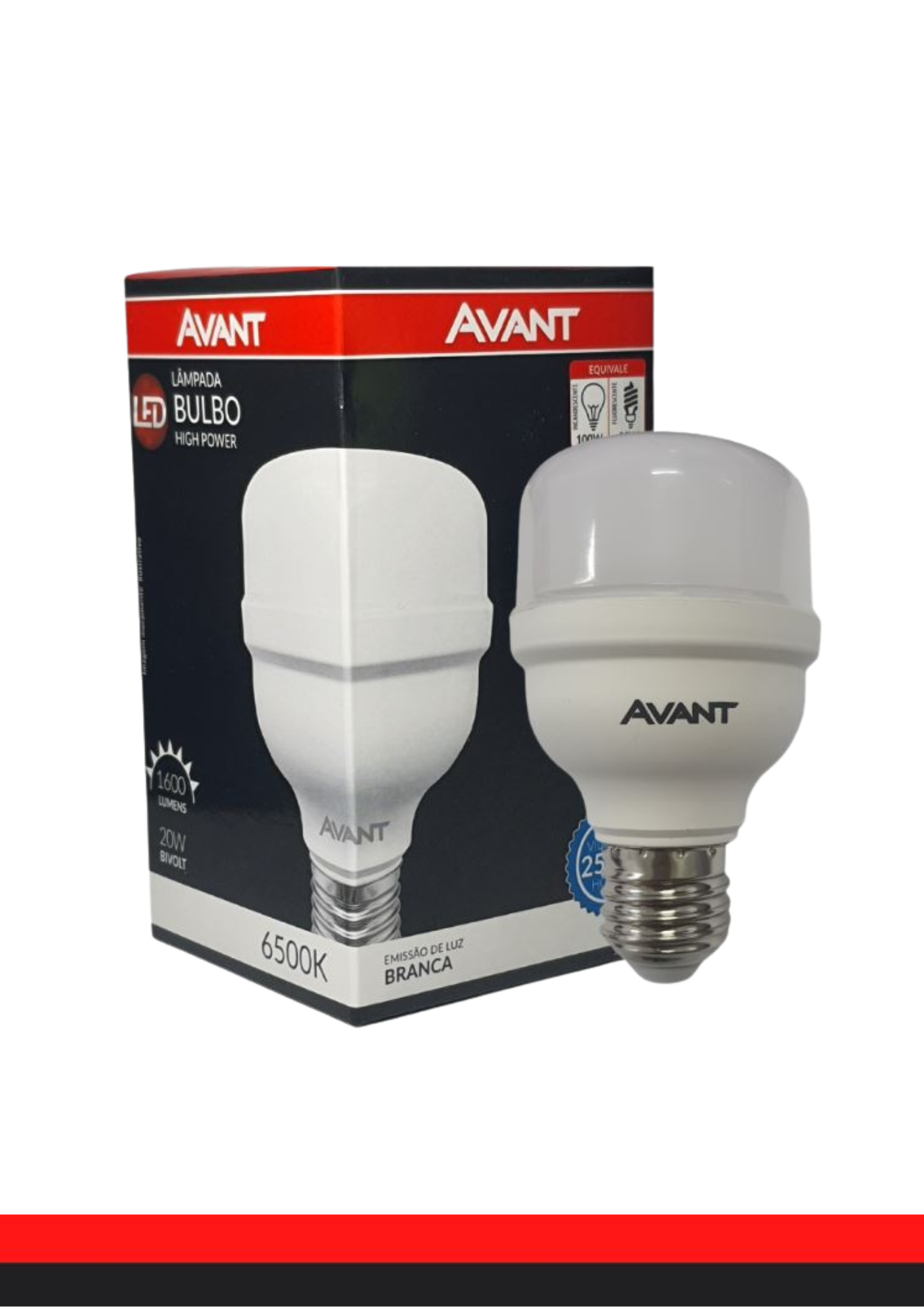 Kit 50 Lâmpada Led Bulbo E27 20w 6500k Bivolt | MadeiraMadeira