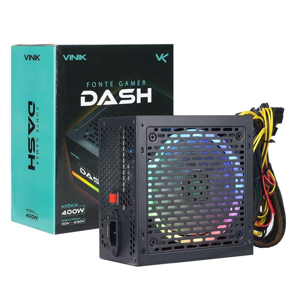 Fonte Gamer Dash 400w Preto com Fan Led Rgb - Vfg400wpr | MadeiraMadeira