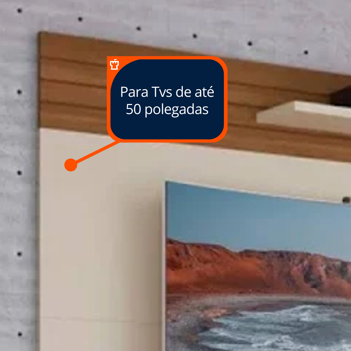 Painel para Tv até 50 Polegadas Sala Quarto - Mod.2005 Cor:off White ...