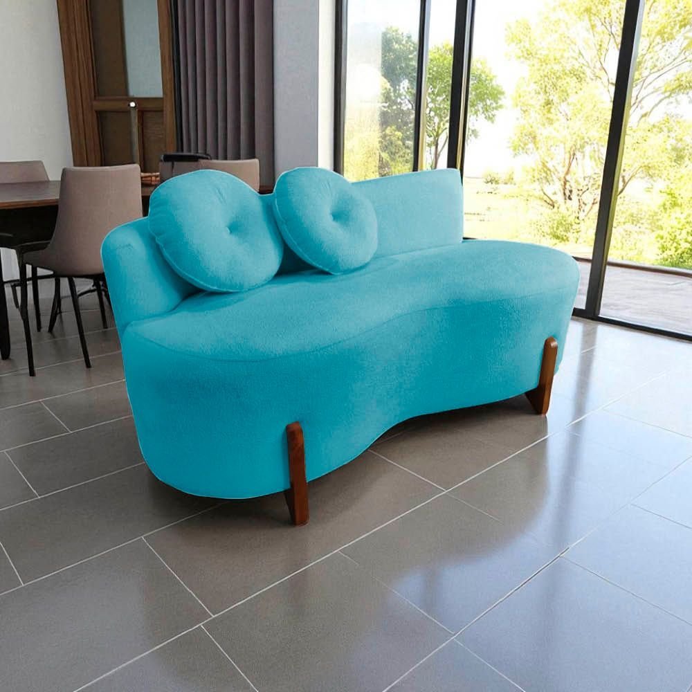 Namoradeira Sofá Feijão Lounge Orgânica Veludo Azul Turquesa ...