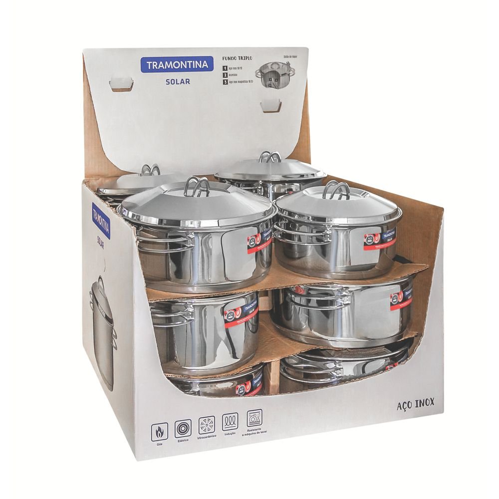Panelas aço inox 12pc Solar Fundo Triplo 65510/830 Tramontina ...
