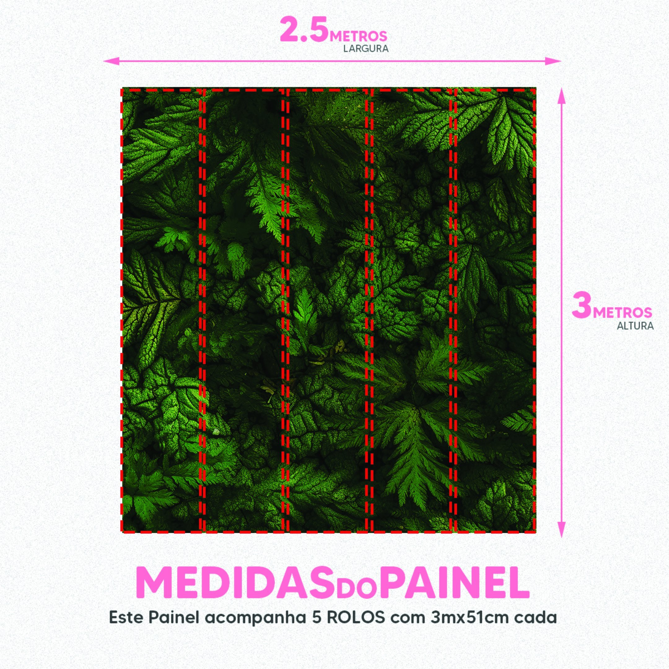 Papel de Parede 3D Painel 2,5M Folhas Verdes Pinheiro Vivo Folhagem ...