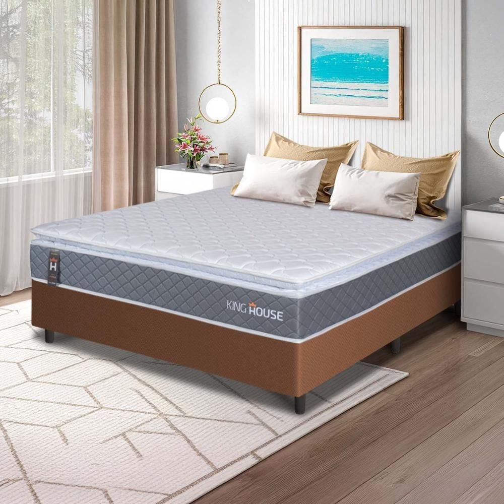 Conjunto Box Marrom Luanda Cinza Espuma D28 Viúva 128x188x62 - King House | MadeiraMadeira