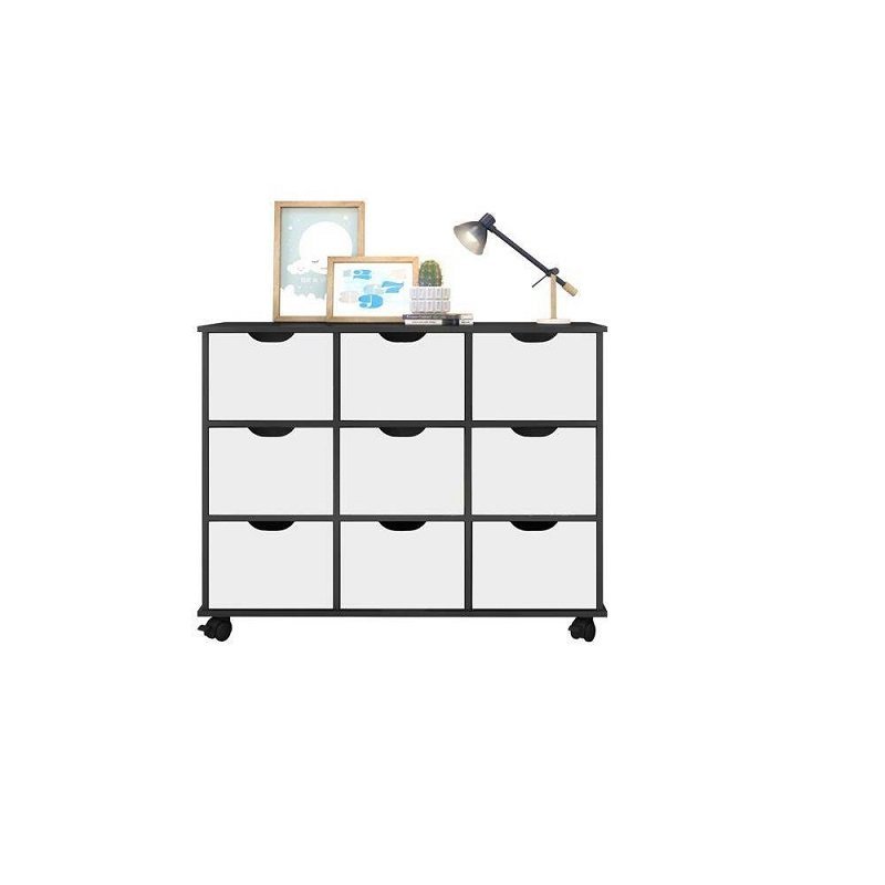 Nicho Organizador Preto 1478 Com 9 Gavetas Brancas e Rodizios- Qmovi ...