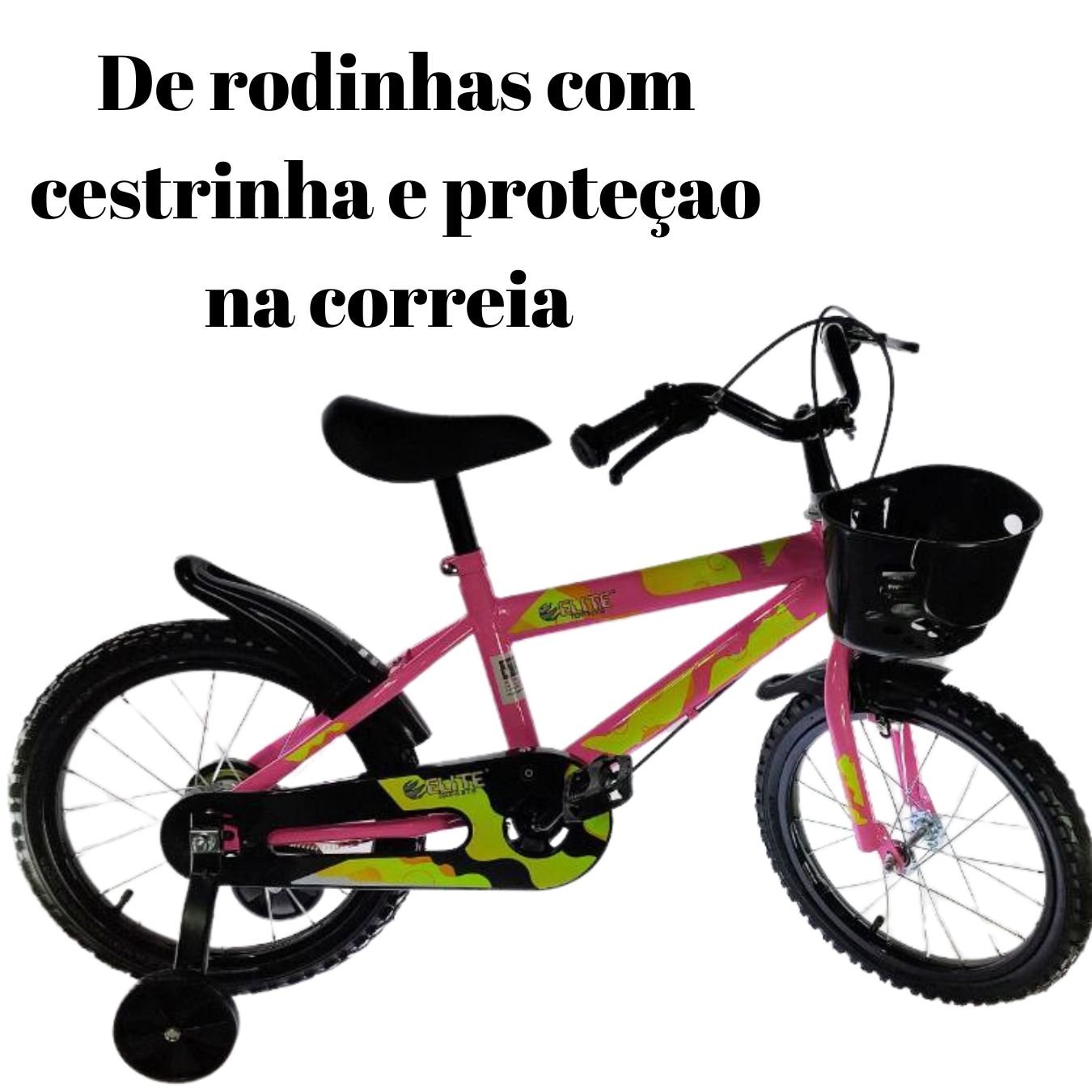 BICICLETA INFANTIL ARO 16 COM CESTINHA ELITE Cor Rosa | MadeiraMadeira