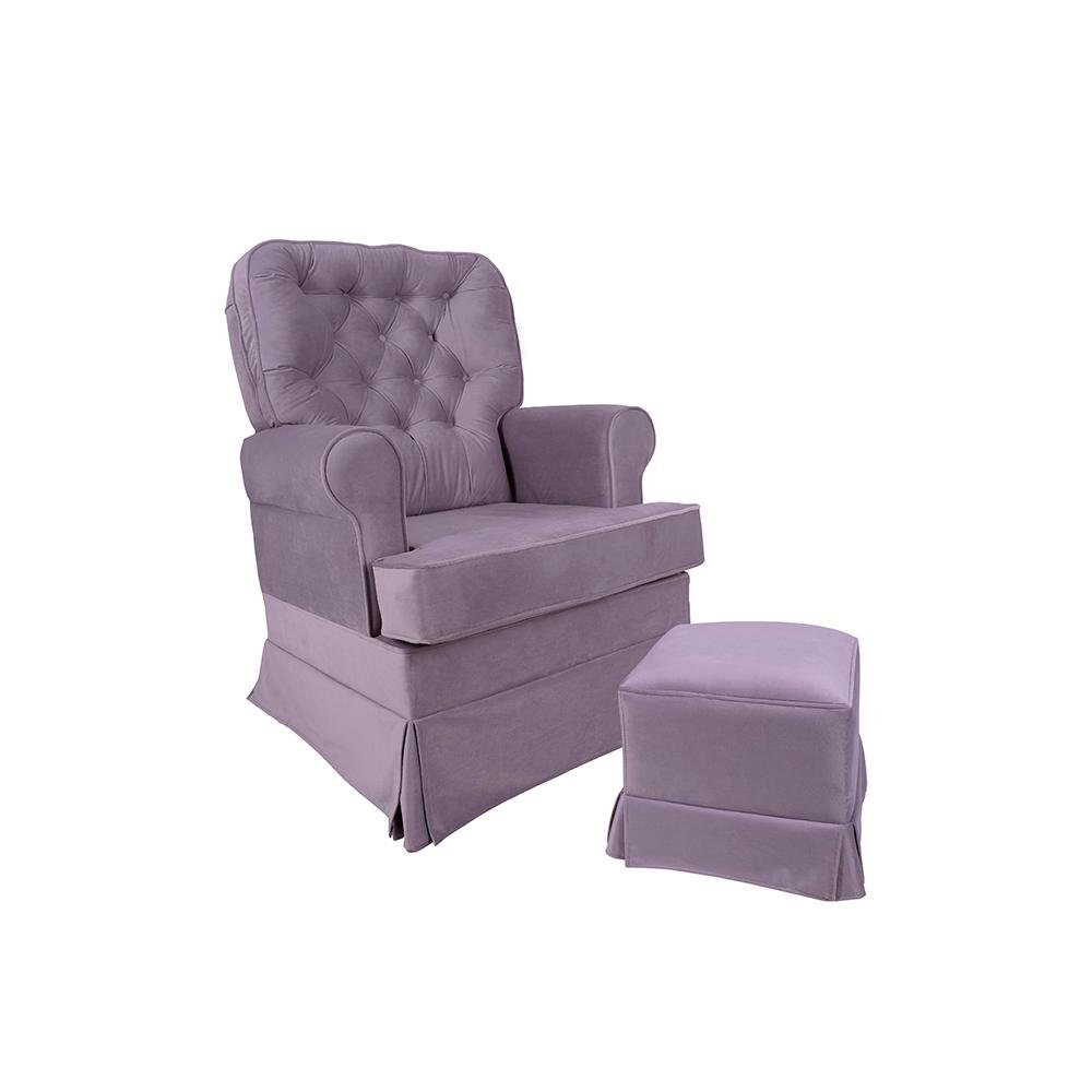 Poltrona e Puff Comfort com Balanço Veludo Cinza Cia do Móvel ...