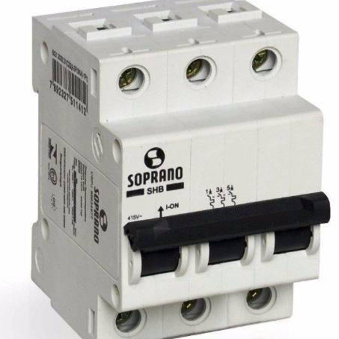 DISJUNTOR DIN SOPRANO SHB3 GII-C032A - 3 X 32A CURVA C | MadeiraMadeira