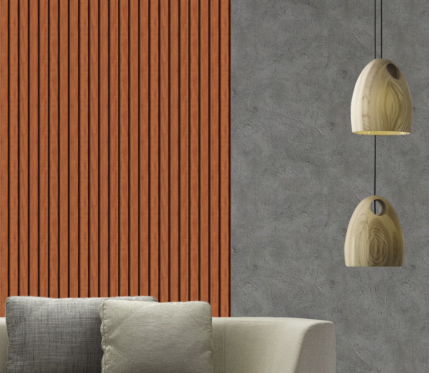 Papel de Parede Ripado Largo Estilo Madeira Cedro Rosa 6m | MadeiraMadeira