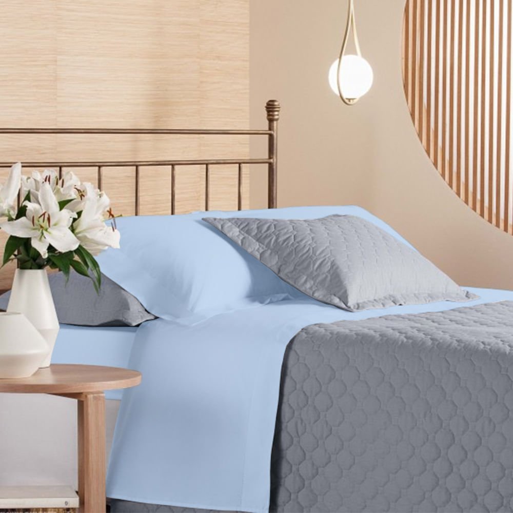 Jogo de Cama King 200 Fios Privilege - Andreza Azul Brisa Andreza ...
