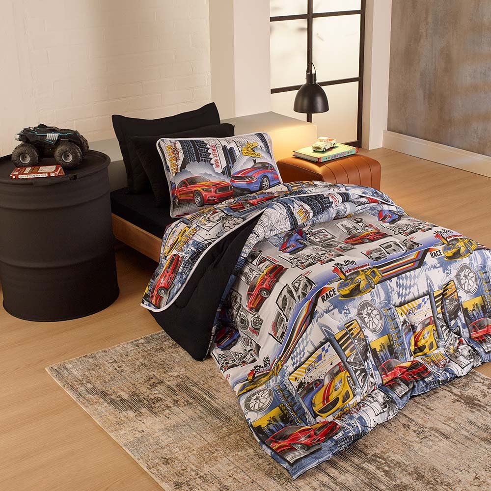 Kit Cobre Leito Infantil Solteiro Estampado 100% Algodão Race Vivaldi ...