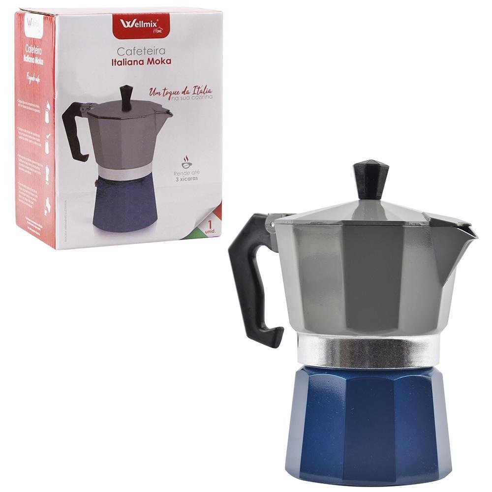 CAFETEIRA VINTAGE EXPRESSO PROFISSIONAL AZUL CINZA ITALIA | MadeiraMadeira