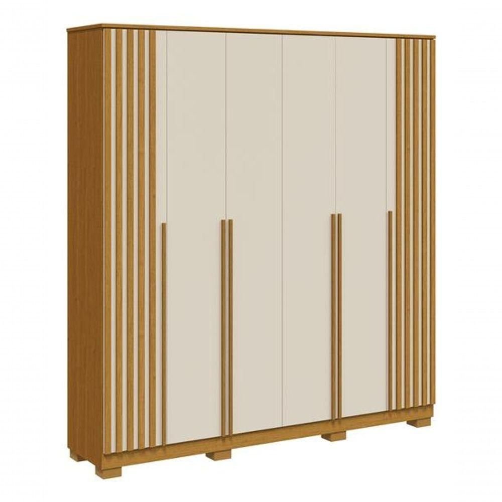 Guarda Roupa Emirados Casal 6 Portas Ripado e 4 Gavetas 100% Mdf Linhamobilia - Cinamomo/off ...