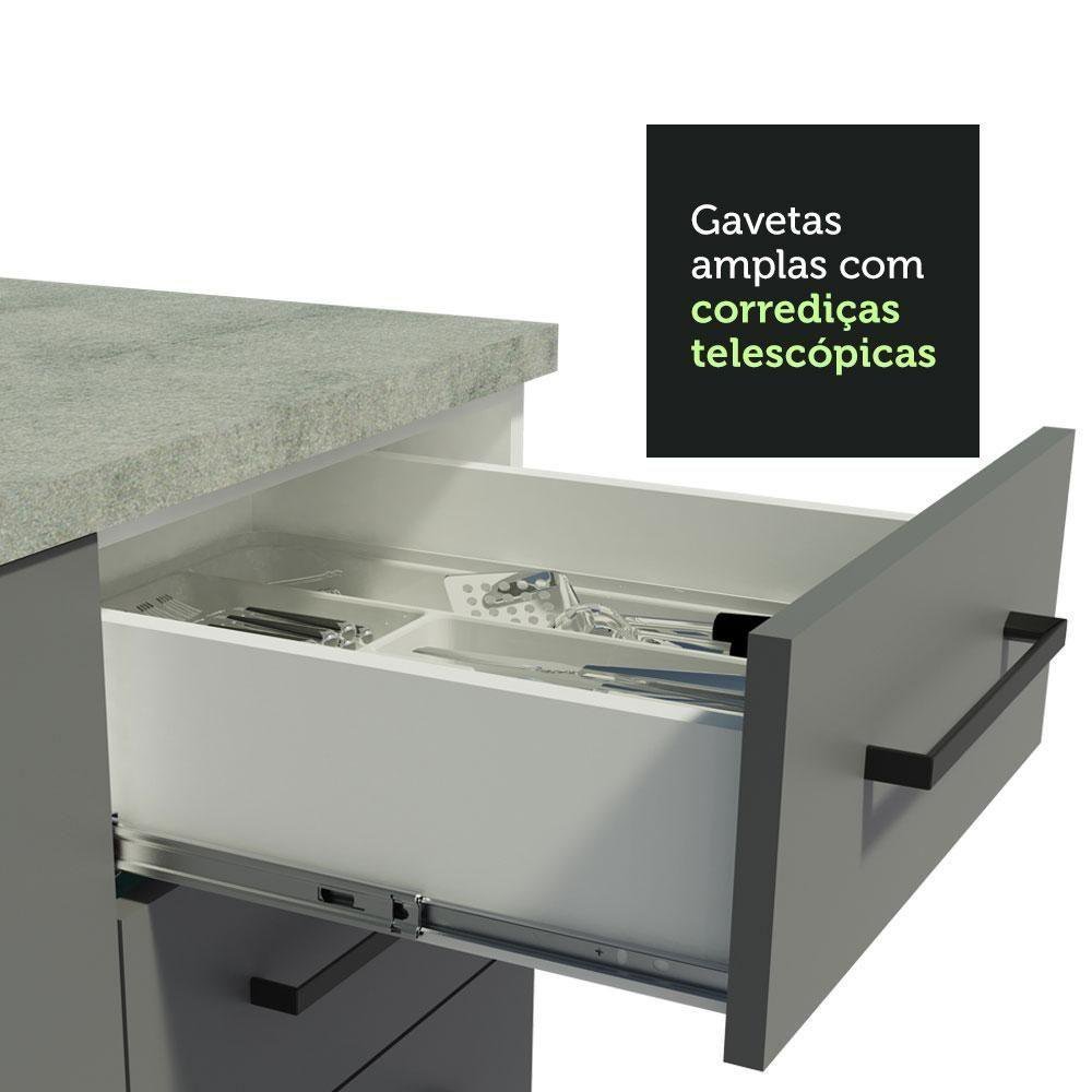 Cozinha Compacta 120001 Com Armário E Balcão Branco/Cinza | MadeiraMadeira