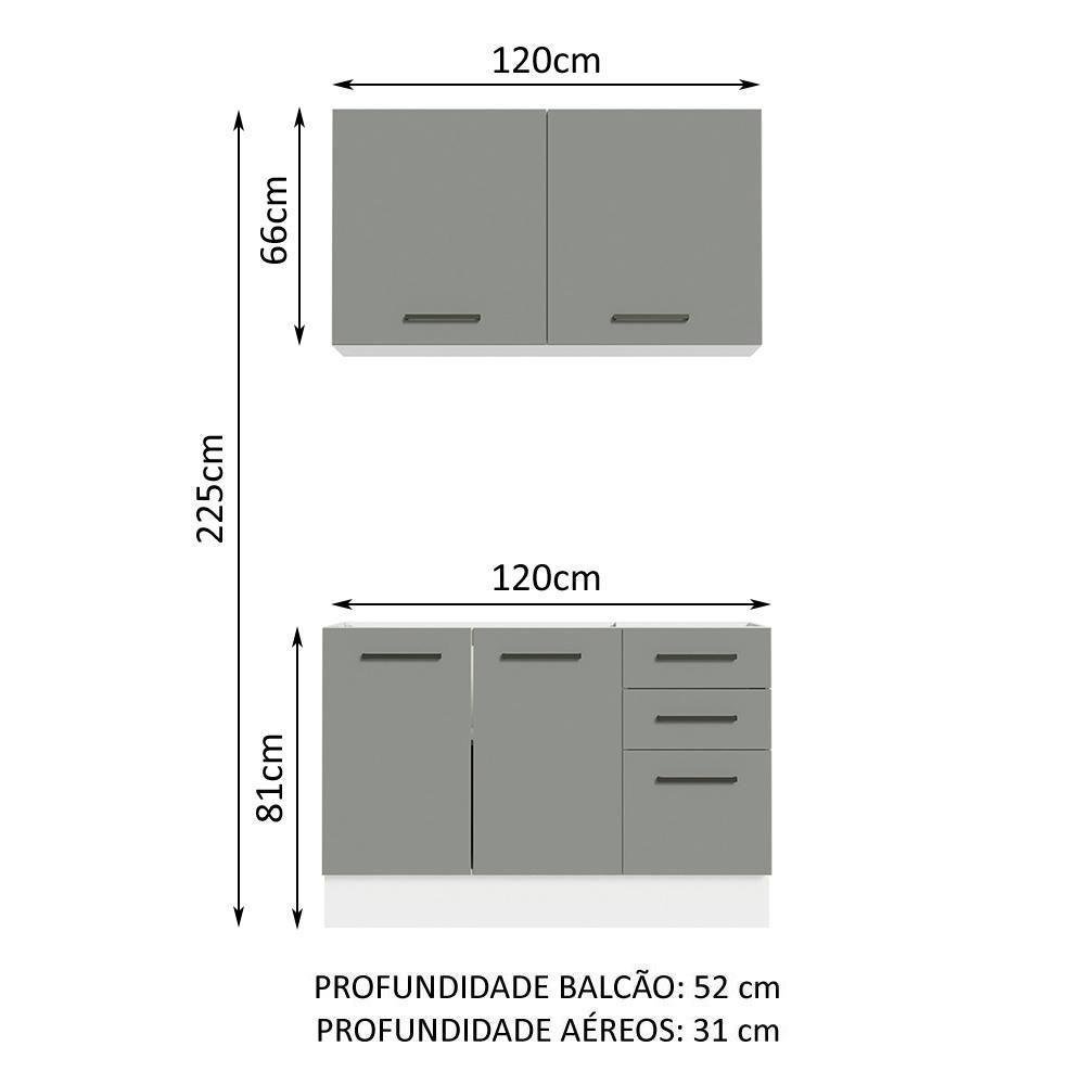 Cozinha Compacta 120001 Com Armário E Balcão Branco/Cinza | MadeiraMadeira