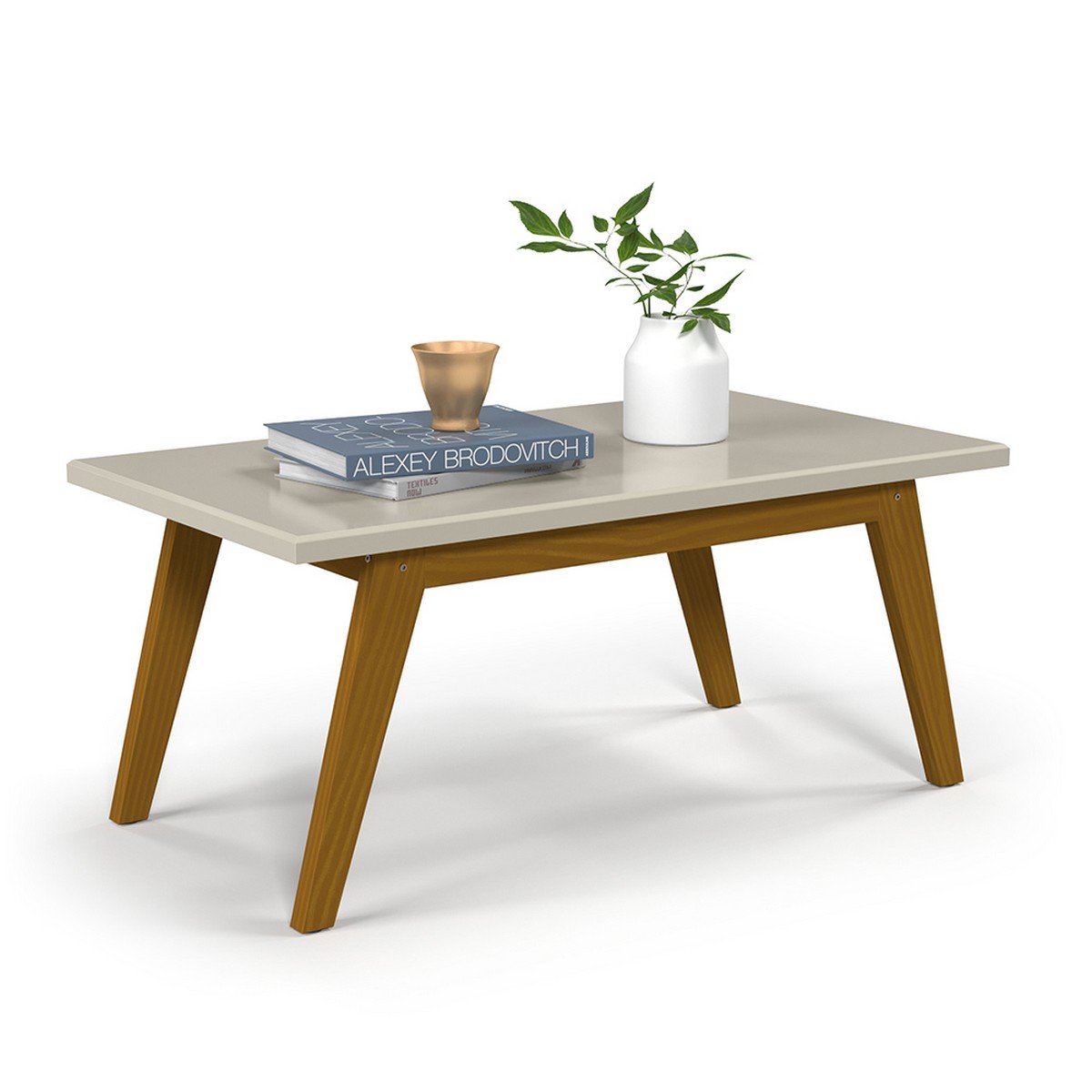 Mesa De Centro Retangular Sala Decorativa Pequena Prism Off White ...