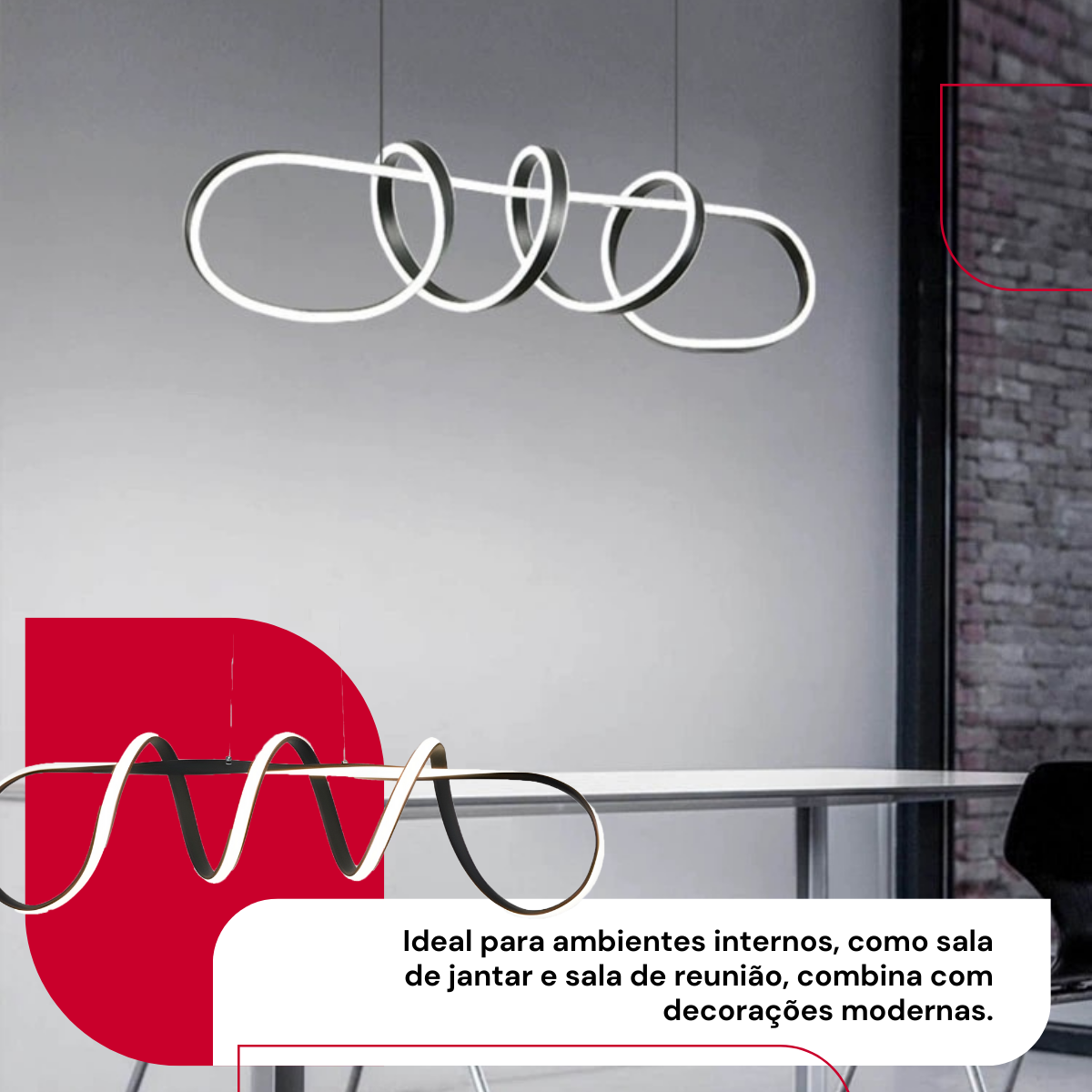 Lustre Moderno Espiral Preto Led Bivolt Sala de Estar, Jantar ...