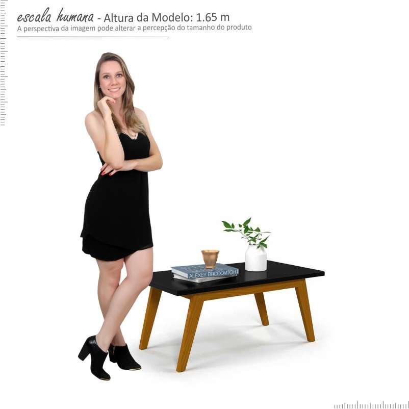 Mesa de Centro Retangular 90 x 50 x 39 Prism Patrimar Preto | MadeiraMadeira