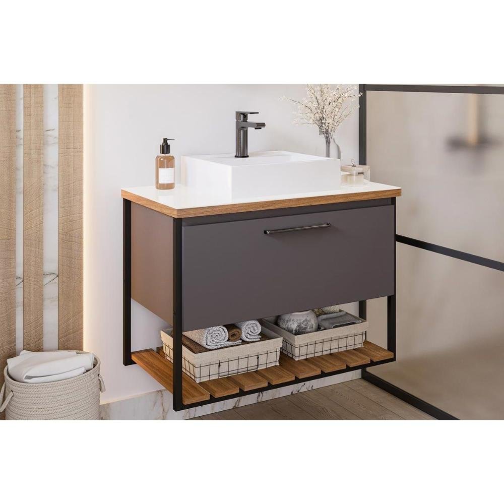 Conjunto de Banheiro Suspenso Vitta/caribe 1pta Basculante C/cuba e ...