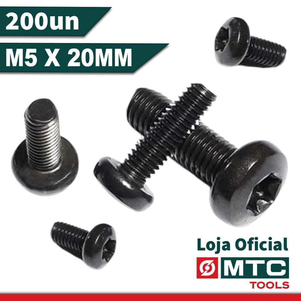 PARAFUSO TORX T25 C. PANELA M6 X 20MM ZINCO PRETO - 200Pçs | MadeiraMadeira