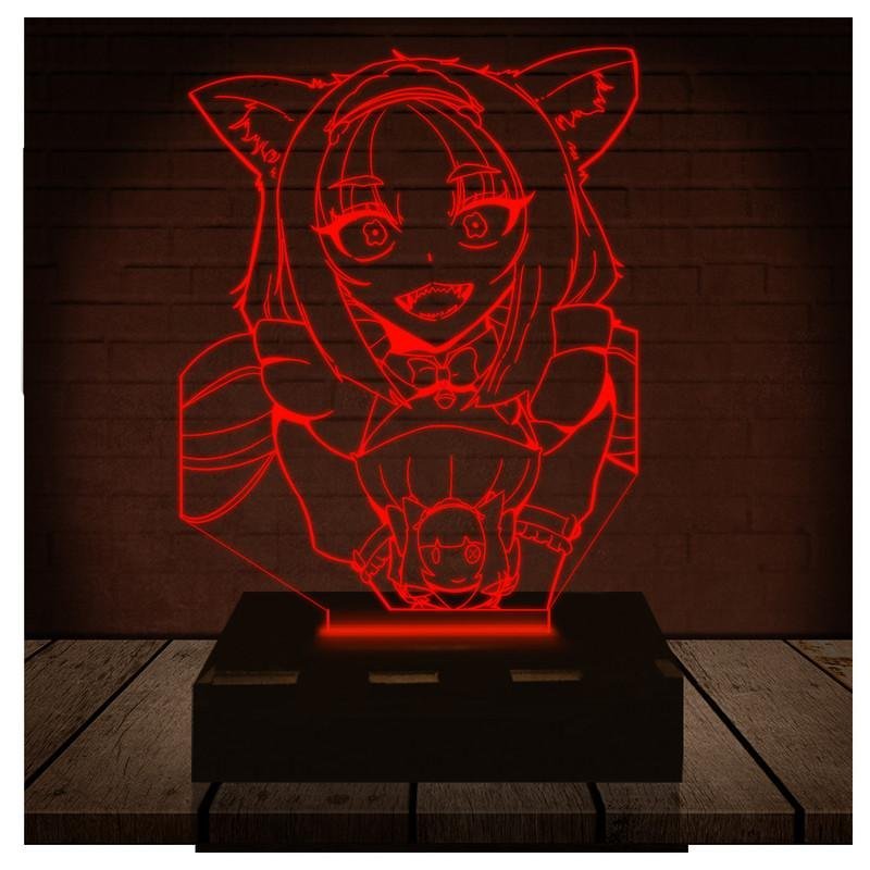 Luminária Led 3d | Waifu Nekopara | Abajur | MadeiraMadeira