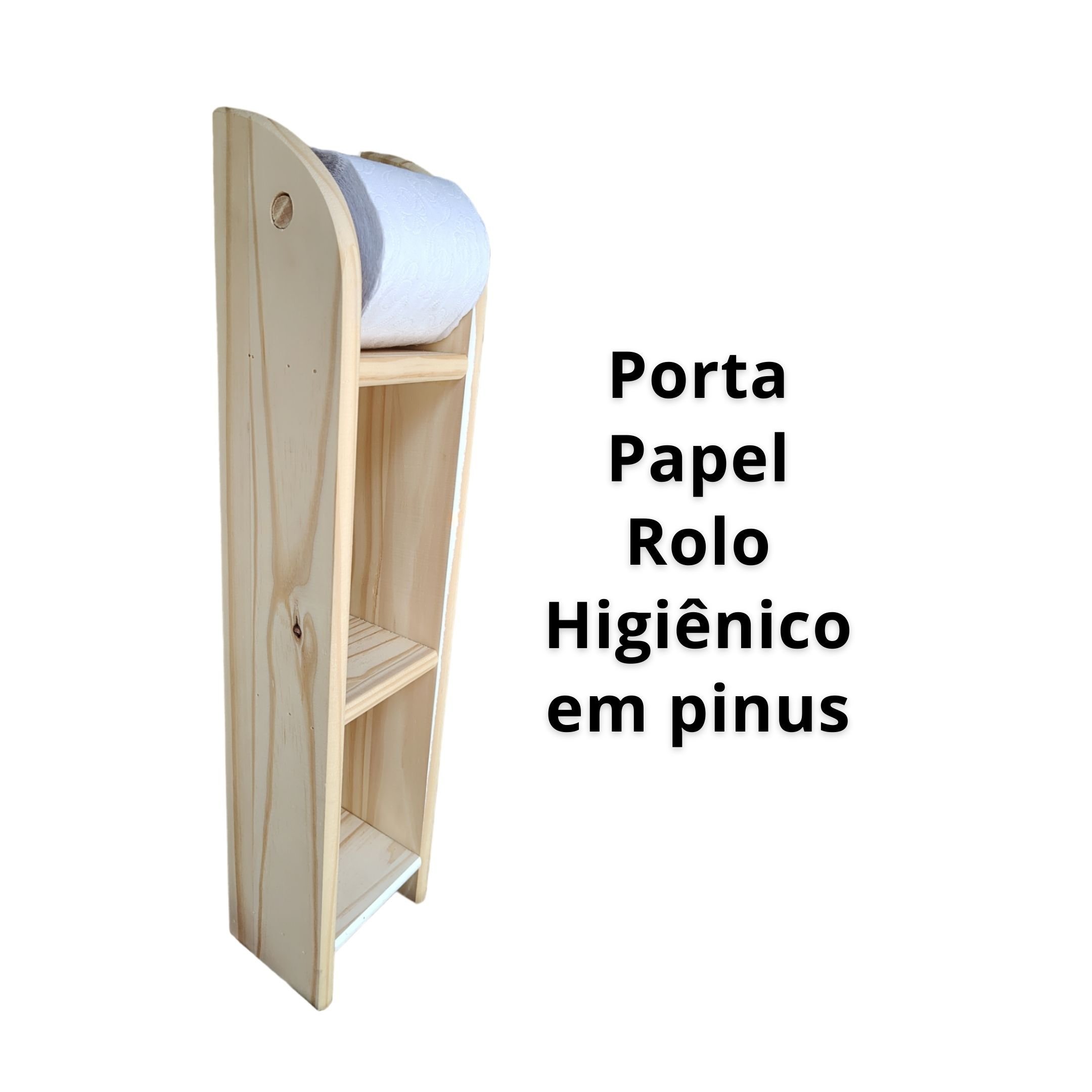 Porta rolo de papel higiênico, Nicho para Banheiro, em Madeira Pinus ...